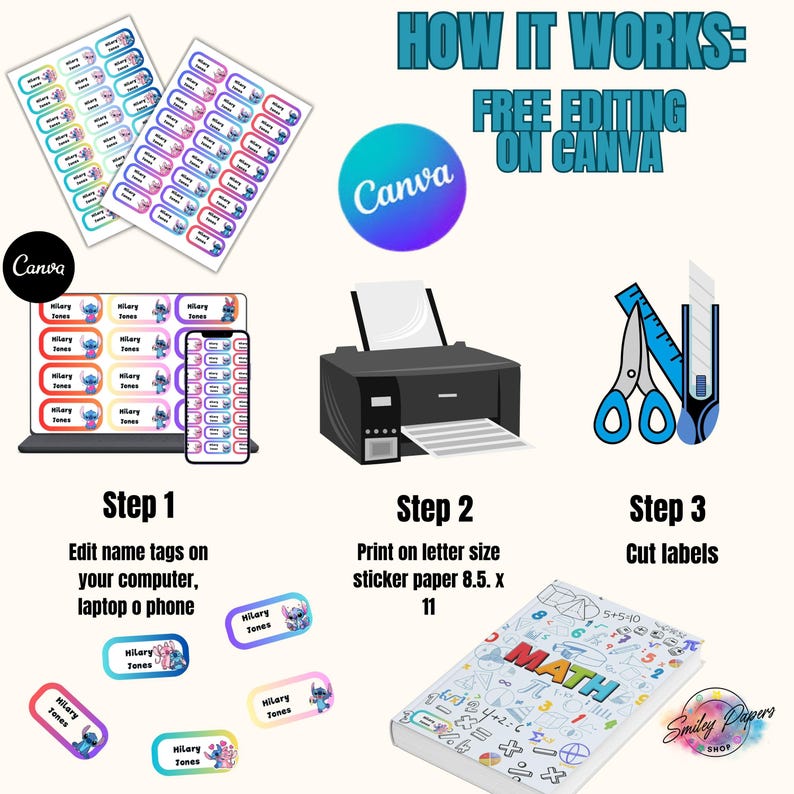 Stitchname Stickers| Editable School Labels, Backpack & Lunchbox Tags ...