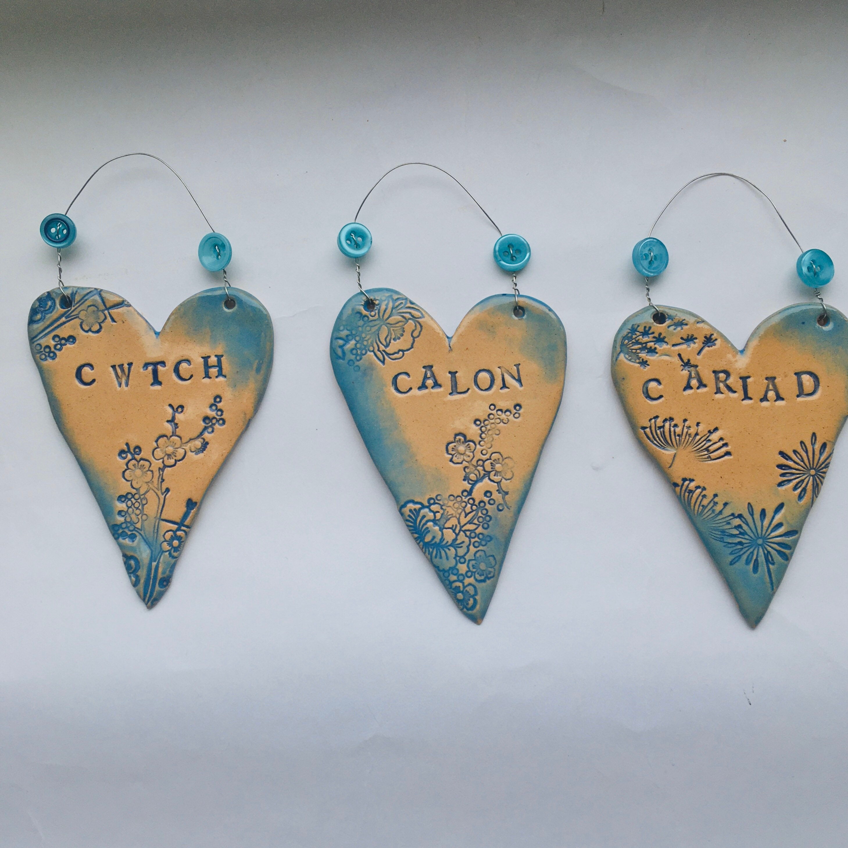 Welsh language hearts, Cwtch, Calon, Cariad
