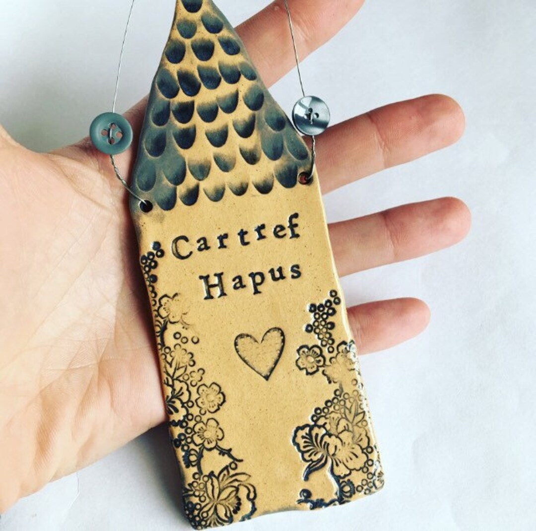 Ceramic House Plaque: Cartref Hapus (happy Home in Welsh), Made in ...