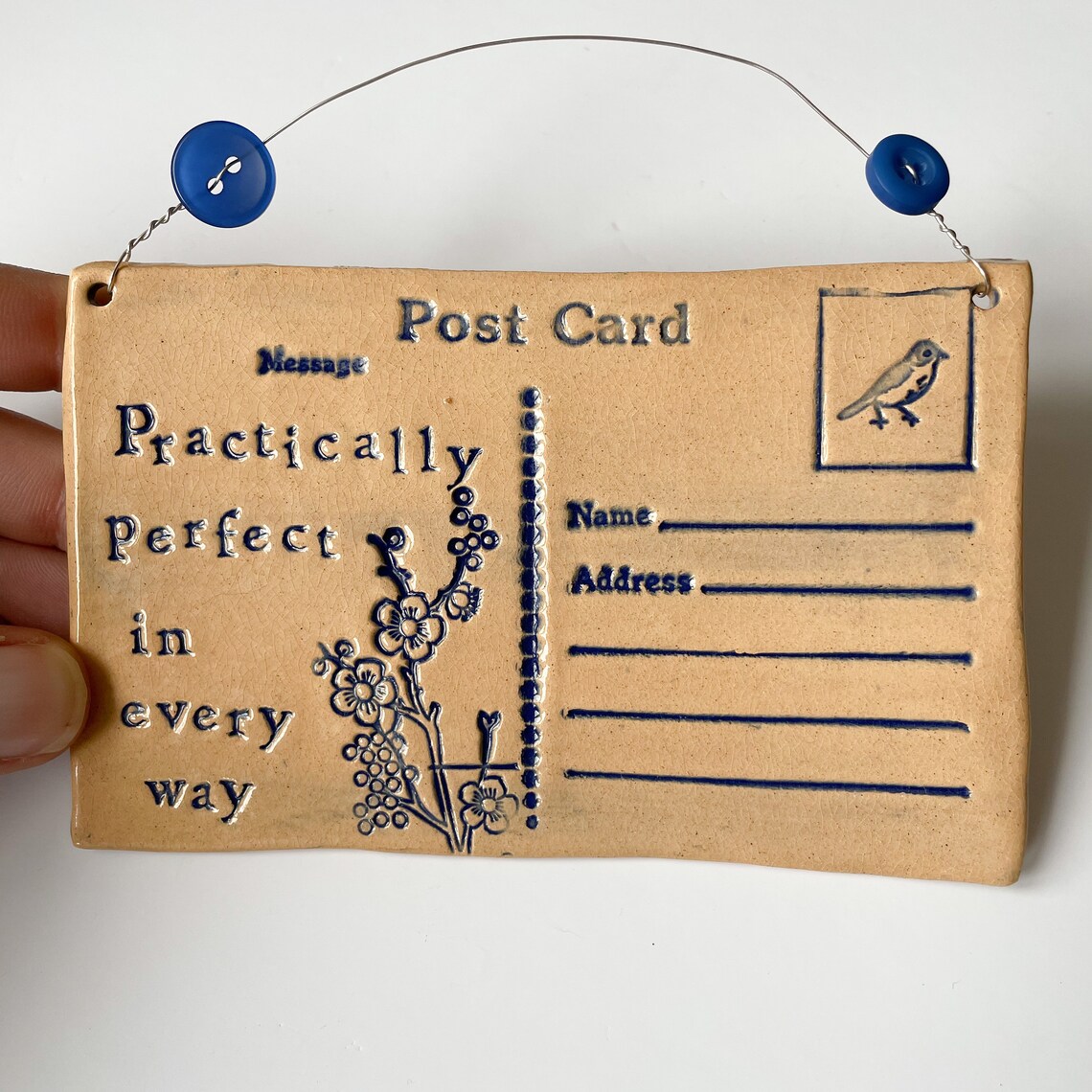 Practically Perfect Ceramic Postcard With Vintage Buttons. - Etsy