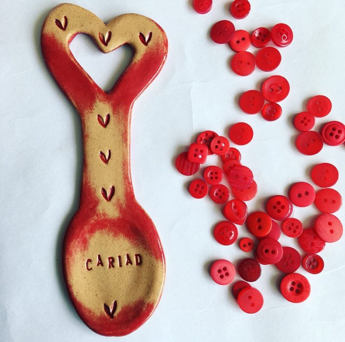 Cariad love in Welsh Ceramic Love Spoon. Made in Wales UK. | Etsy UK