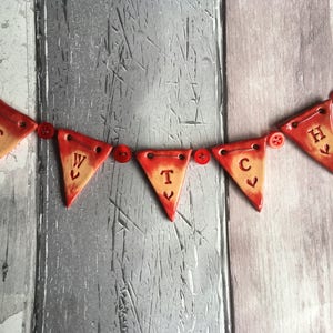 Cwtch Mini Ceramic Bunting With Buttons. Made in Wales, UK. Free UK P&P ...