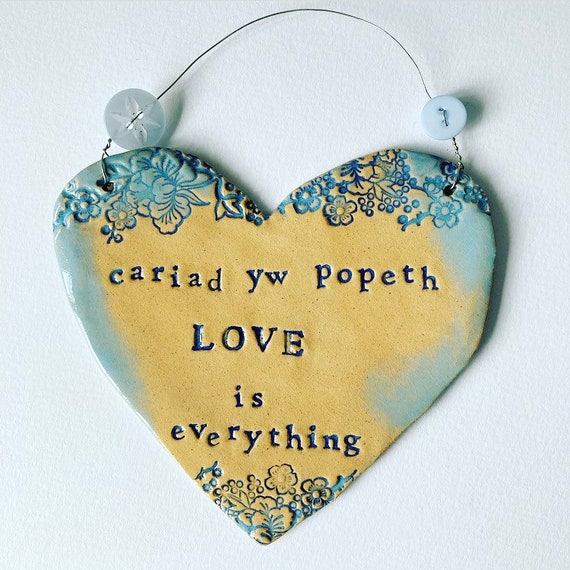 Love is Everything cariad Yw Popeth Welsh/english Ceramic - Etsy UK