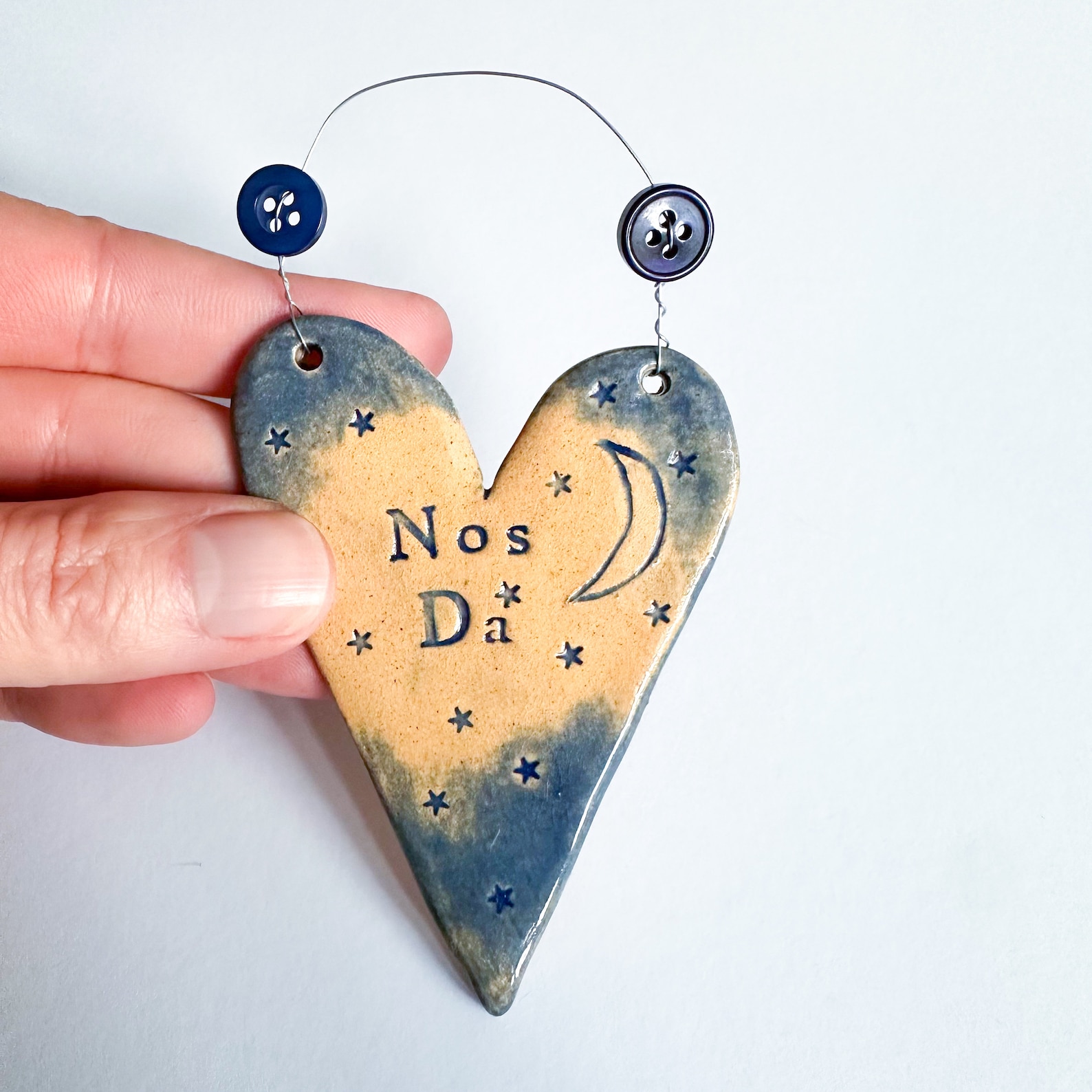 Nos Da (good Night in Welsh): Ceramic Hanging Heart. Made in Wales. - Etsy