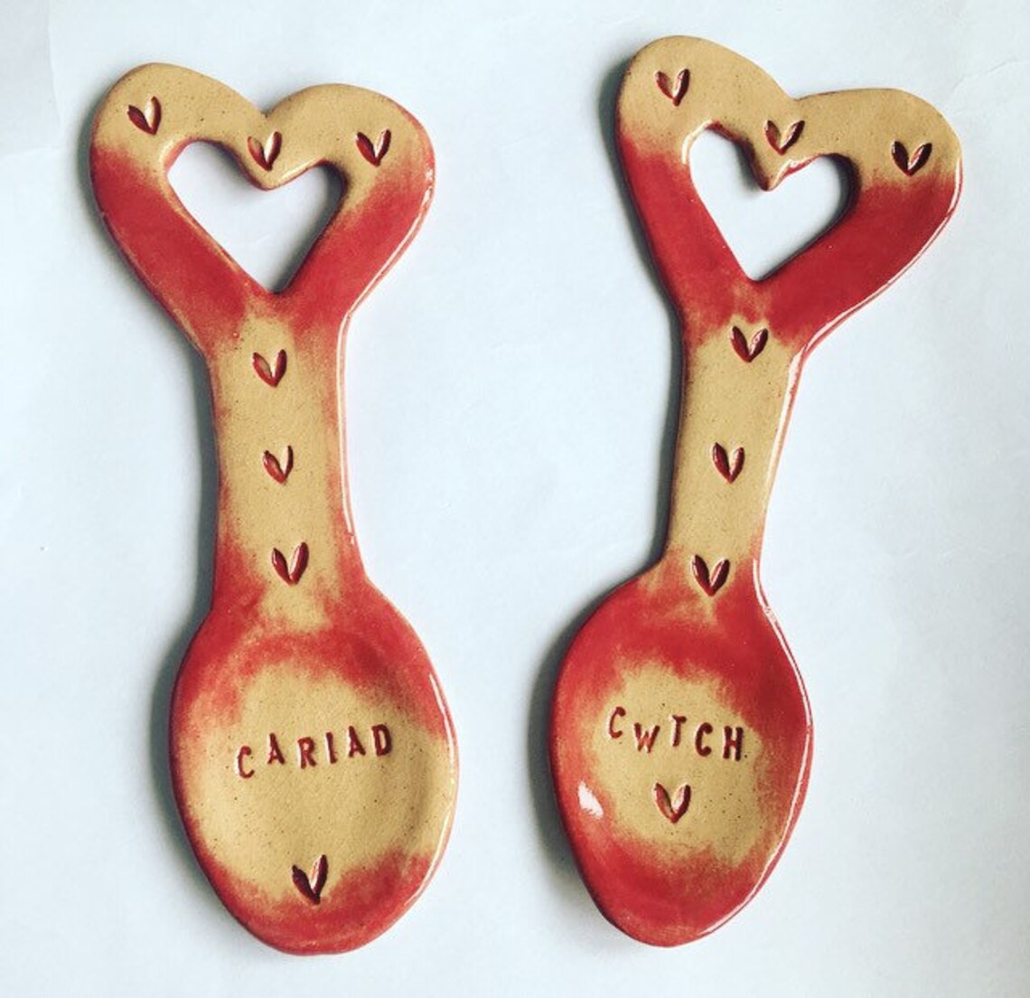 Cariad love in Welsh Ceramic Love Spoon. Made in Wales UK. | Etsy UK