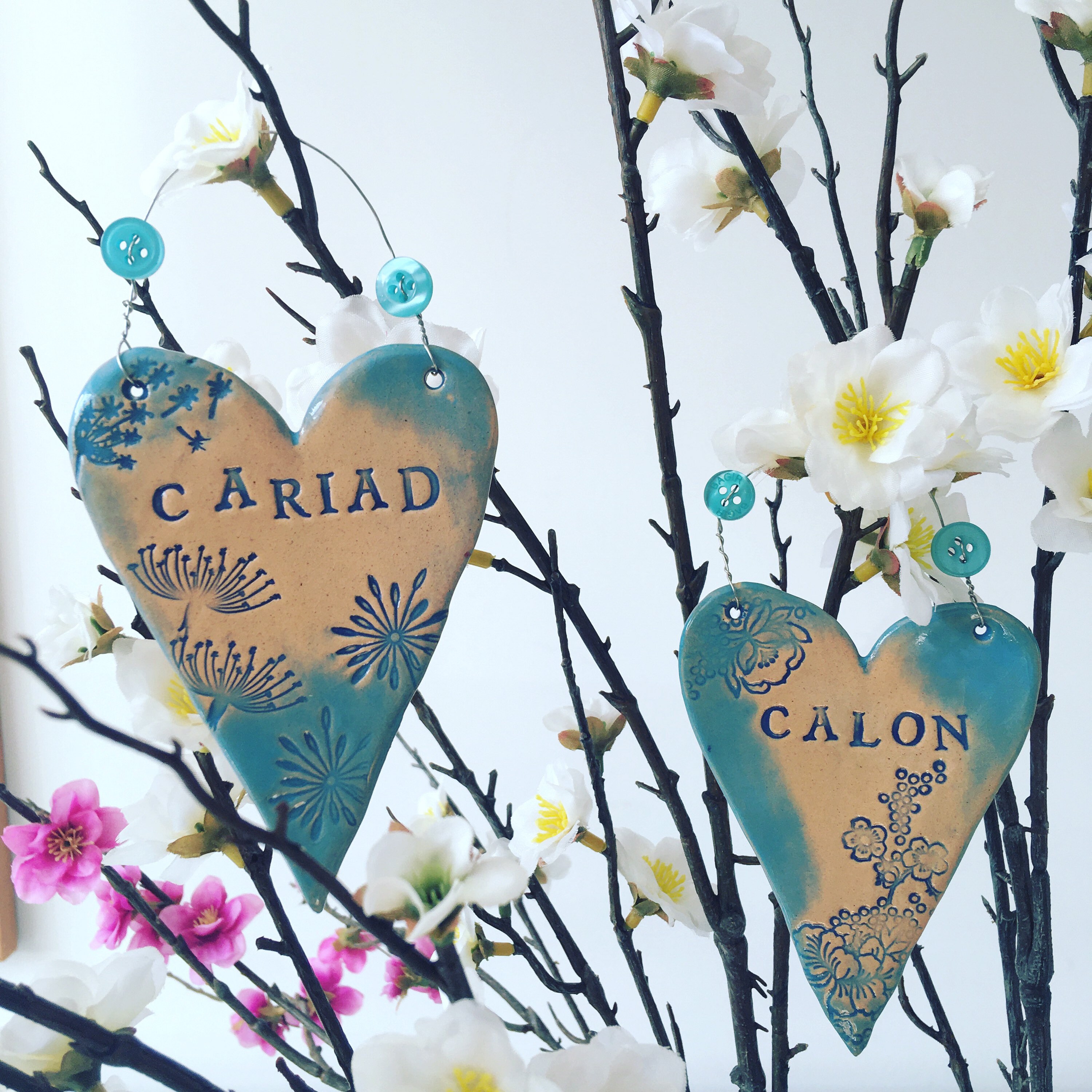 Welsh language hearts, Cwtch, Calon, Cariad