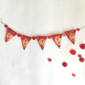 Cwtch Mini Ceramic Bunting With Buttons. Made in Wales, UK. Free UK P&P ...
