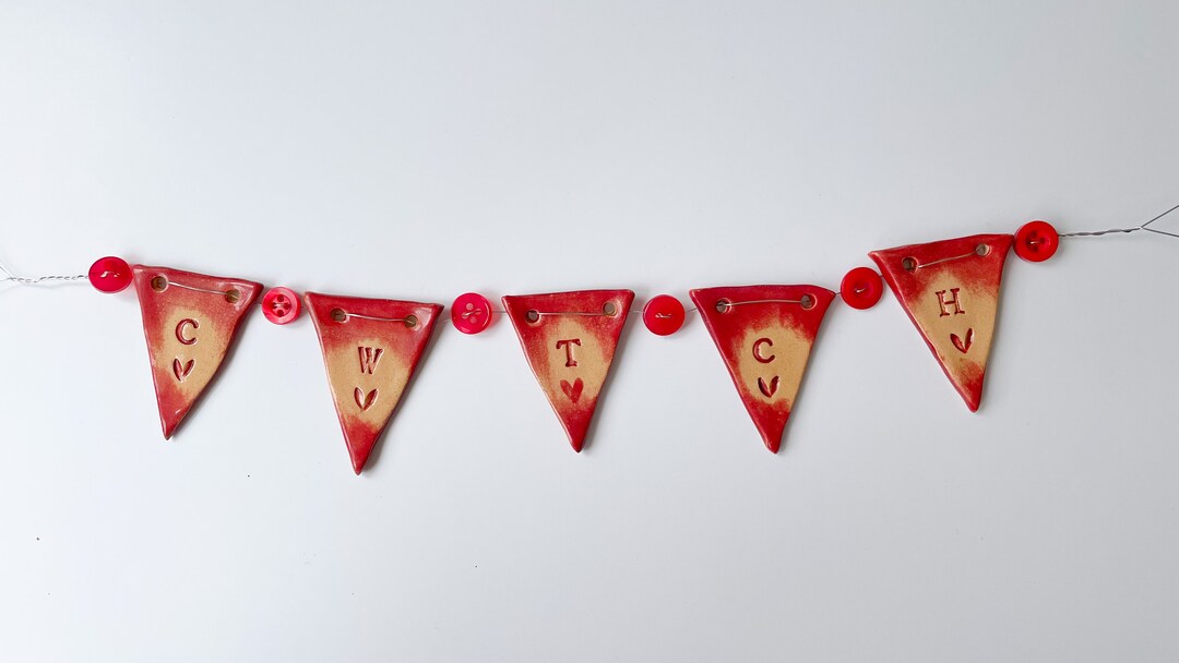 Cwtch Mini Ceramic Bunting With Buttons. Made in Wales, UK. Free UK P&P ...