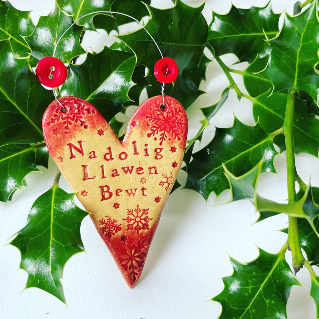 Nadolig Llawen Bewt / Butty Christmas Decoration Heart. Welsh Slang ...