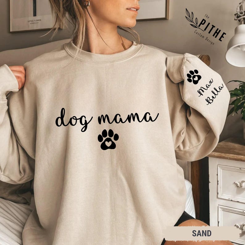 Custom Dog Mama Sweatshirt, Personalized Dog Mom Hoodie, Dog Owner ...