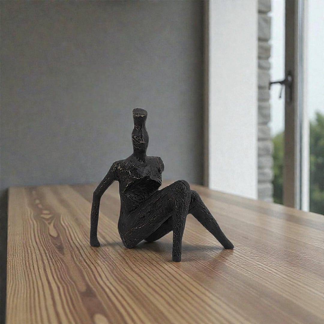 Metal Sculpture of a Seated Woman | Modern Abstract Female Sculpture ...