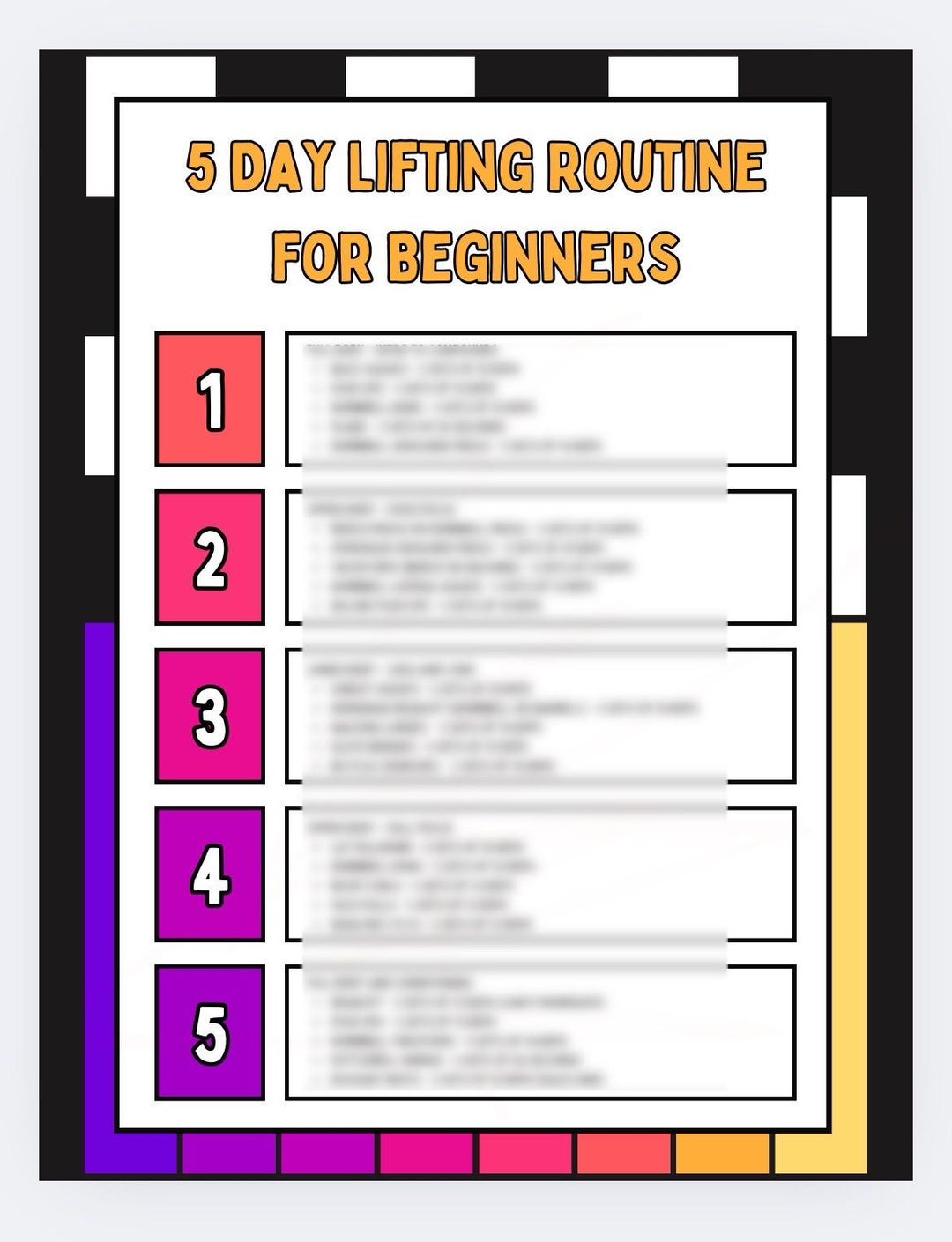 5 Day Lifting Guide for Beginners - Etsy