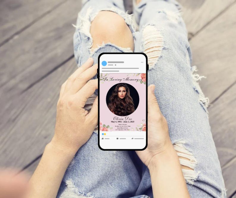 Funeral Social Media Template Memorial Post for Facebook & Instagram ...