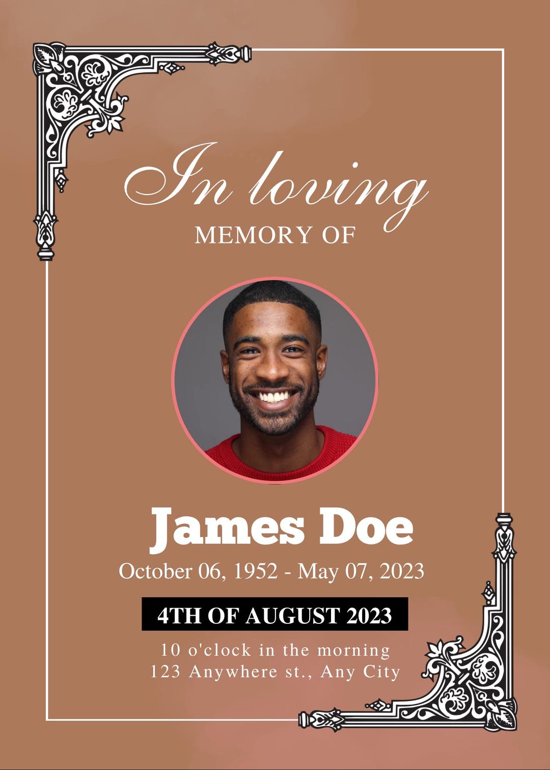 Funeral Obituary Program Template Editable Memorial Service Pamphlet ...