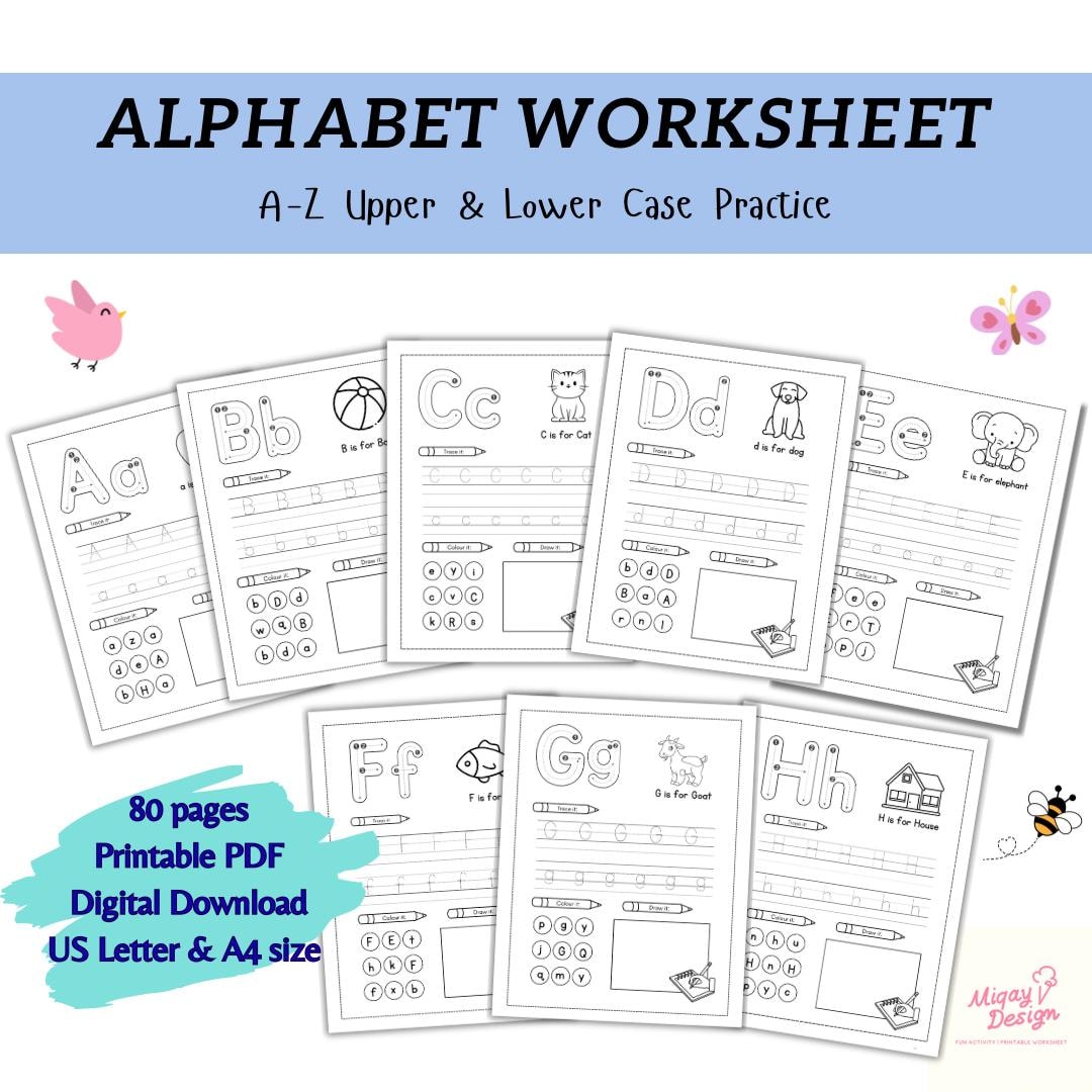 Alphabet Tracing Worksheet A-Z: Preschool Handwriting (PDF) - Etsy