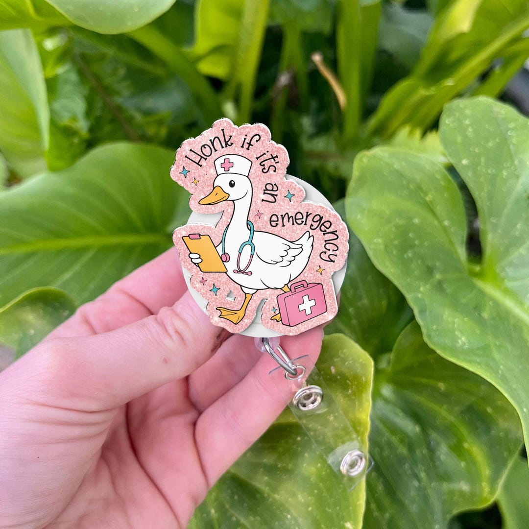 Cute Silly Goose Funny Nurse Badge Reel: Nursing Healthcare RN Medical ...