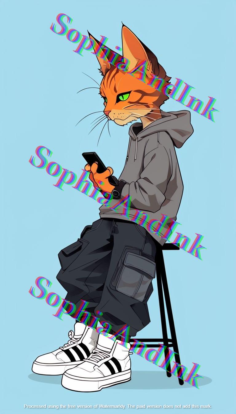 Multi-color Cartoon Cat Phone Wallpapers – Set of 5 Digital Backgrounds ...