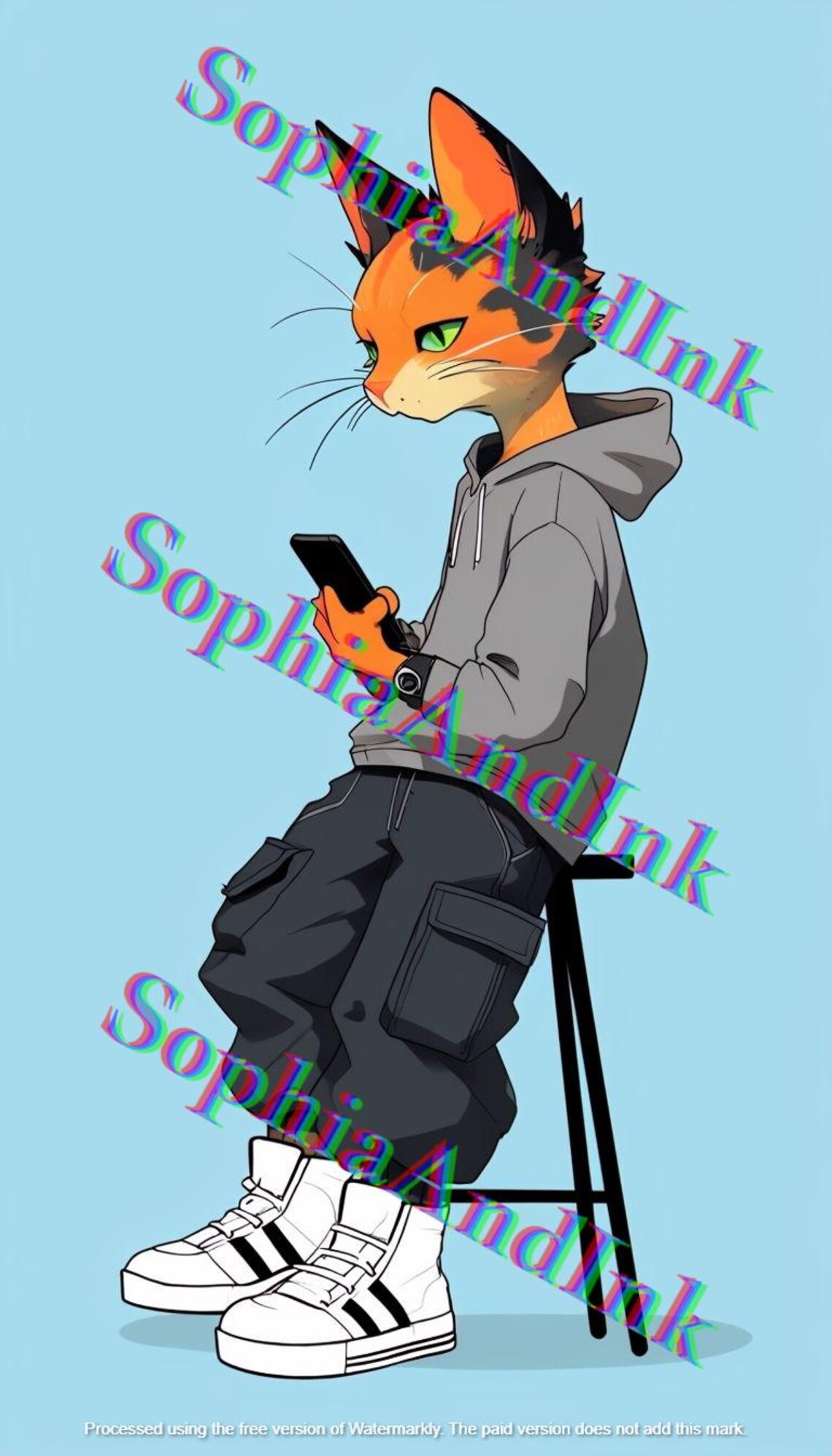 Multi-color Cartoon Cat Phone Wallpapers – Set of 5 Digital Backgrounds ...