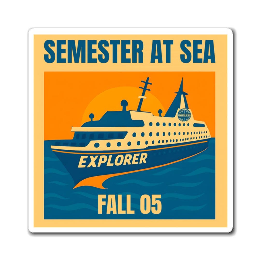 Semester at Sea Retro Magnet - Nautical Adventure Decor, College ...