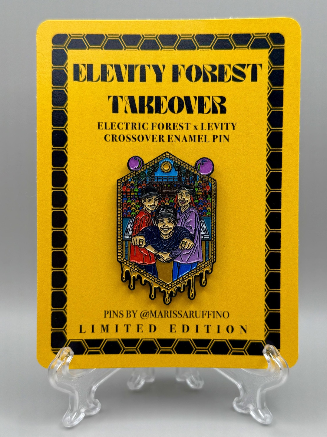 Limited Edition Electric Forest X Levity Honeycomb Crossover Enamel Pin ...