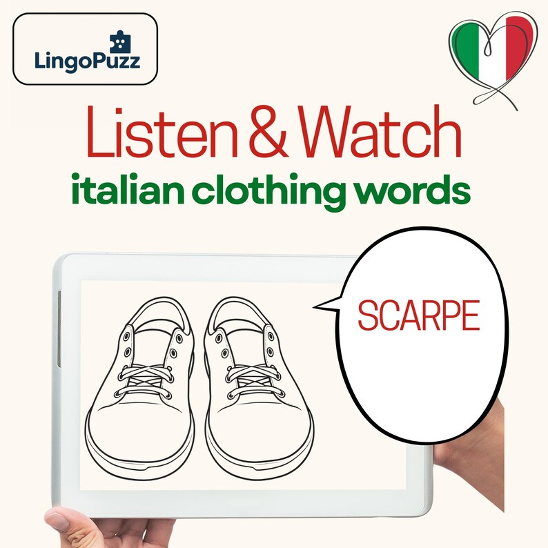 Italian Clothing Vocabulary Printable PDF, Italian Word Search, Italian ...