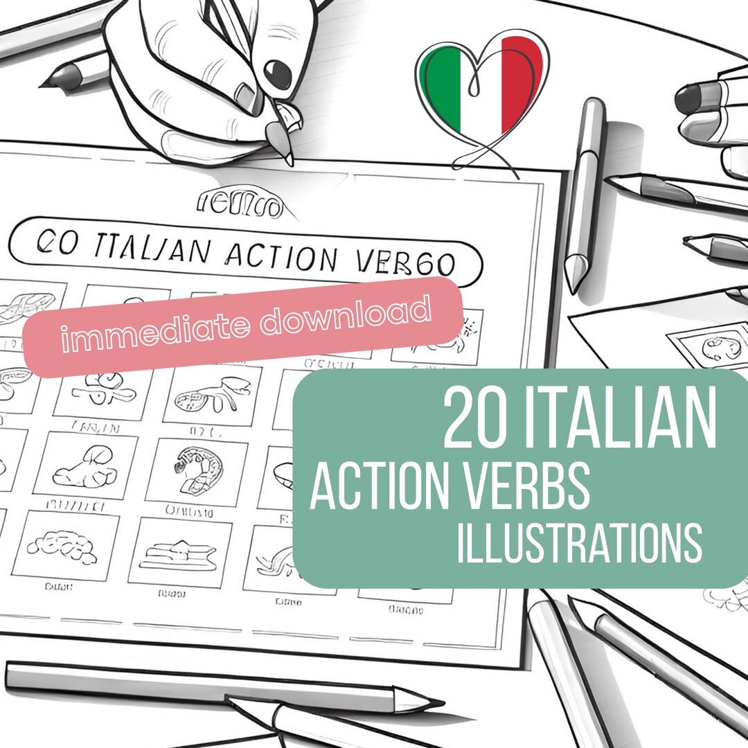 Action Verbs List, Coloring Verbs, Bilingual Education, Italian for ...