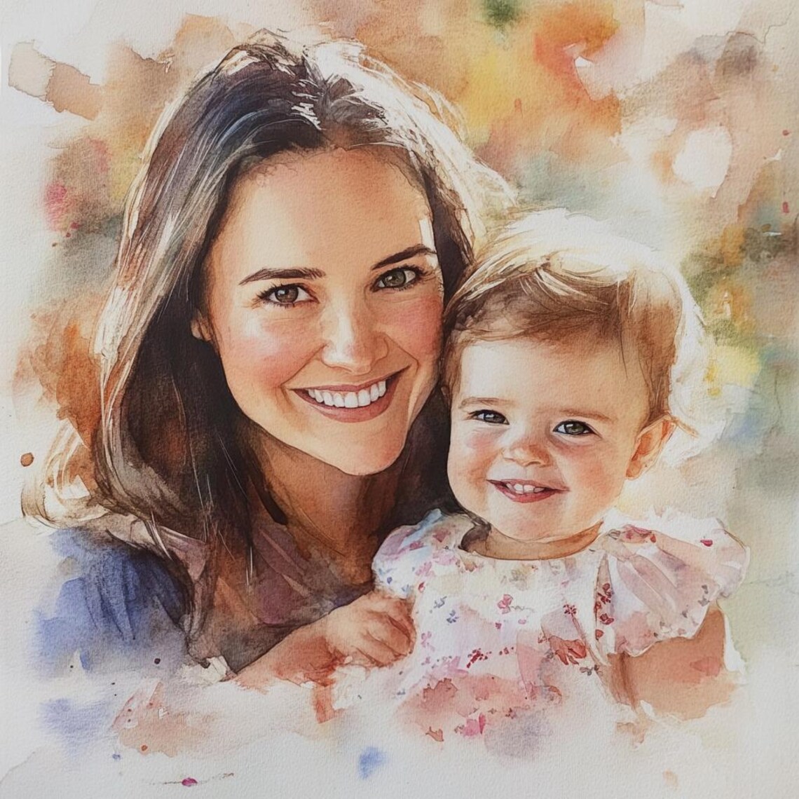 Custom Family Watercolor Portrait From Photo (digital Download) - Etsy