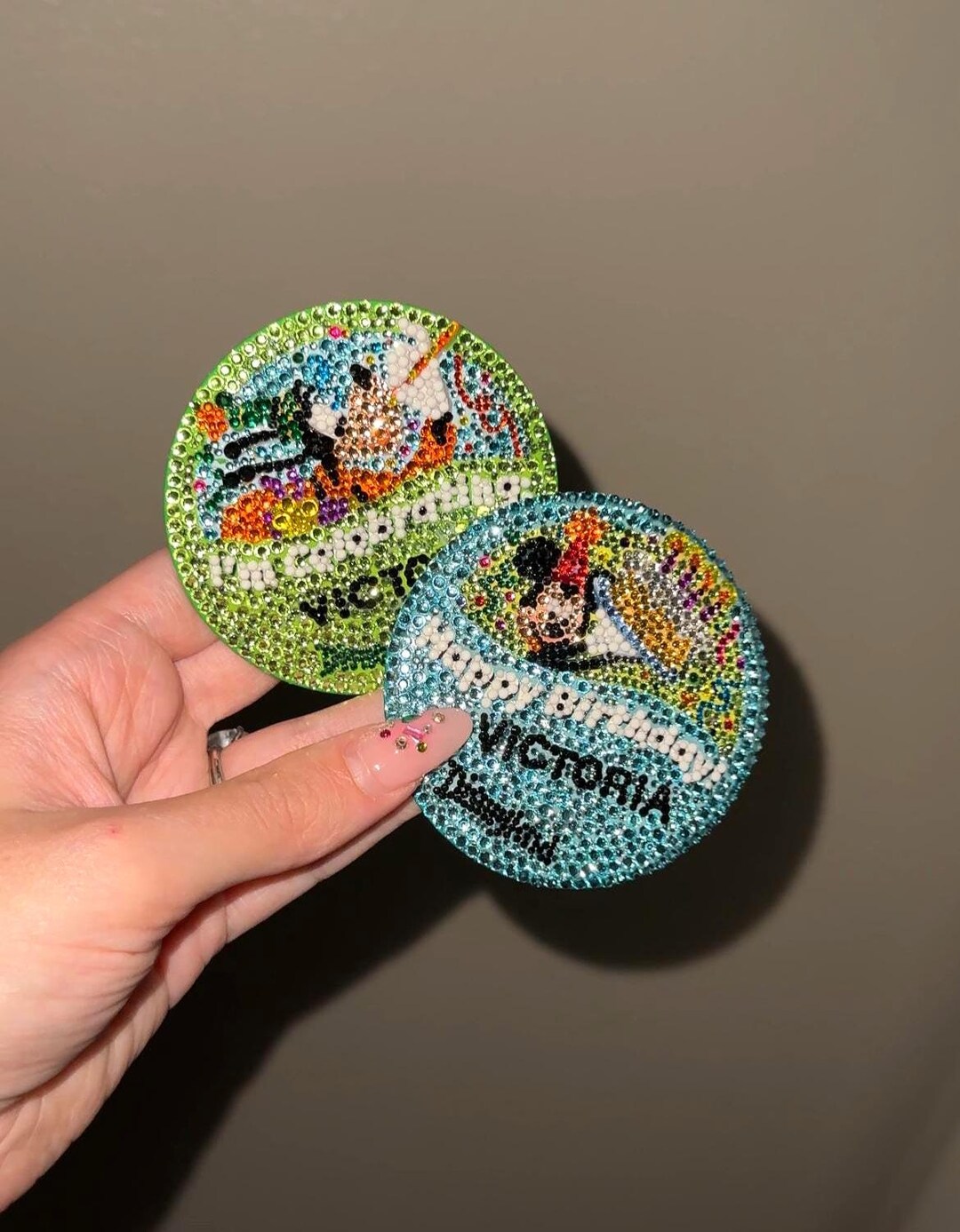 Rhinestone Disney Birthday Button – Hand-bedazzled Pin for Disneyland ...