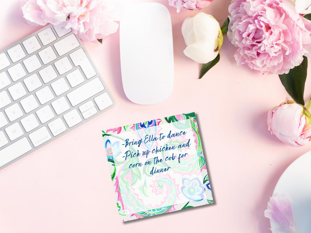 Paisley Post-it Notes, Cute Girly Notepad, Chic Decor, Pink and Green ...