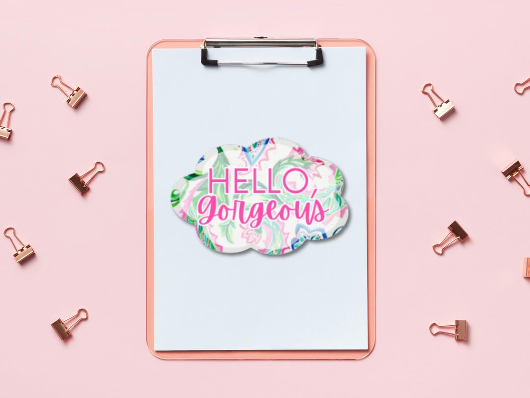 Hello Gorgeous Sticker ,paisley Design in Green Pink , Laptop Sticker ...