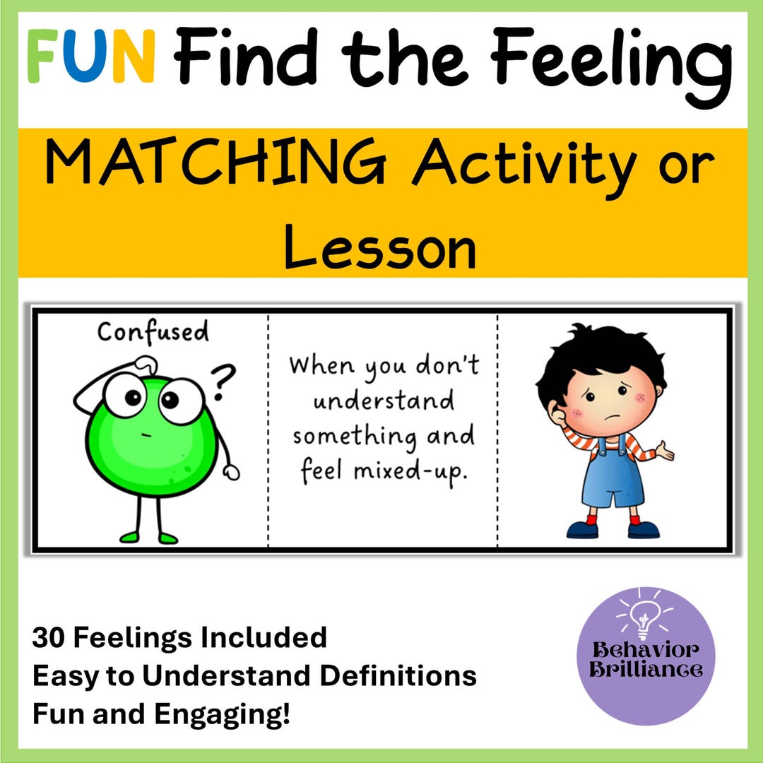Feelings Matching Activity With Kid-friendly Definitions to Build ...