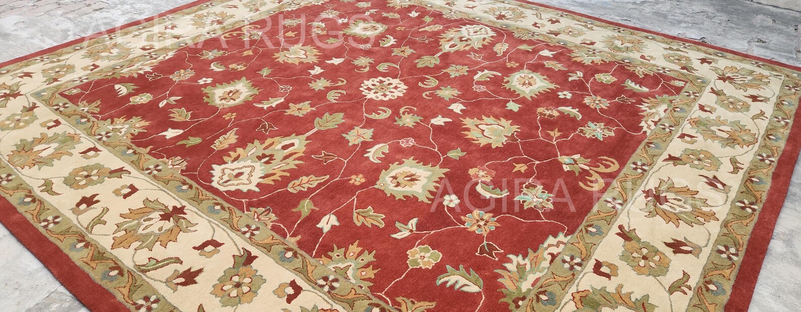 Hand Tufted Wool Area Rug, Red Floral Oriental Design, Timeless Rugs ...