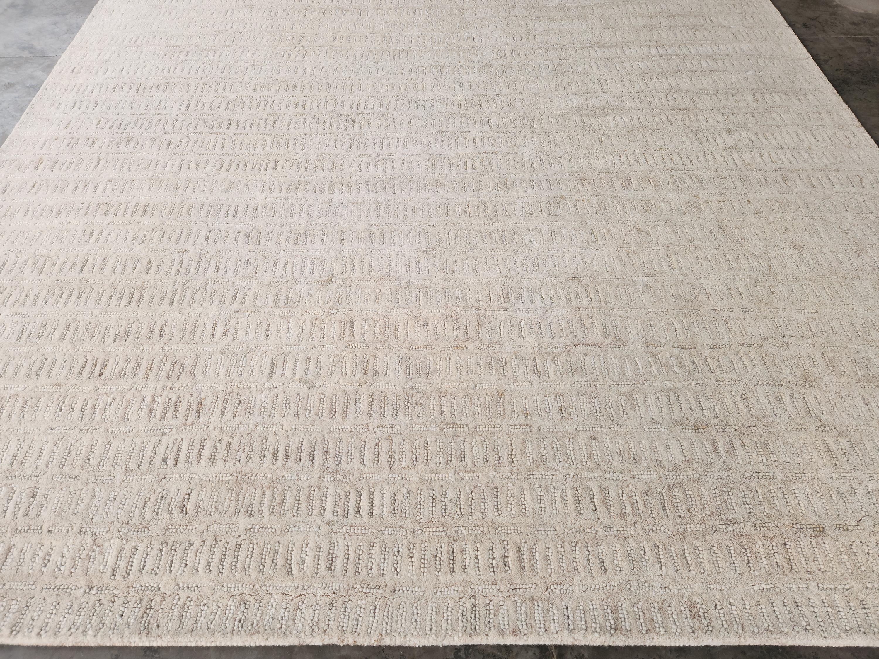 Hand-tufted Ivory Wool Rug: Soft Cut & Loop Pile, Durable - Etsy
