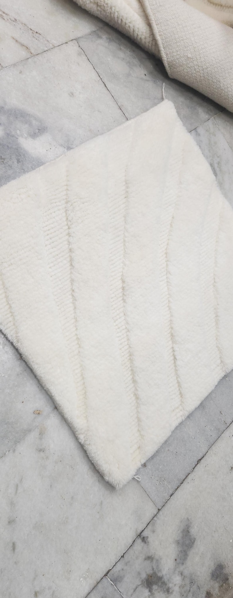 Hand-knotted Wool Rug: Modern Wave Texture, Neutral Ivory Cream - Etsy