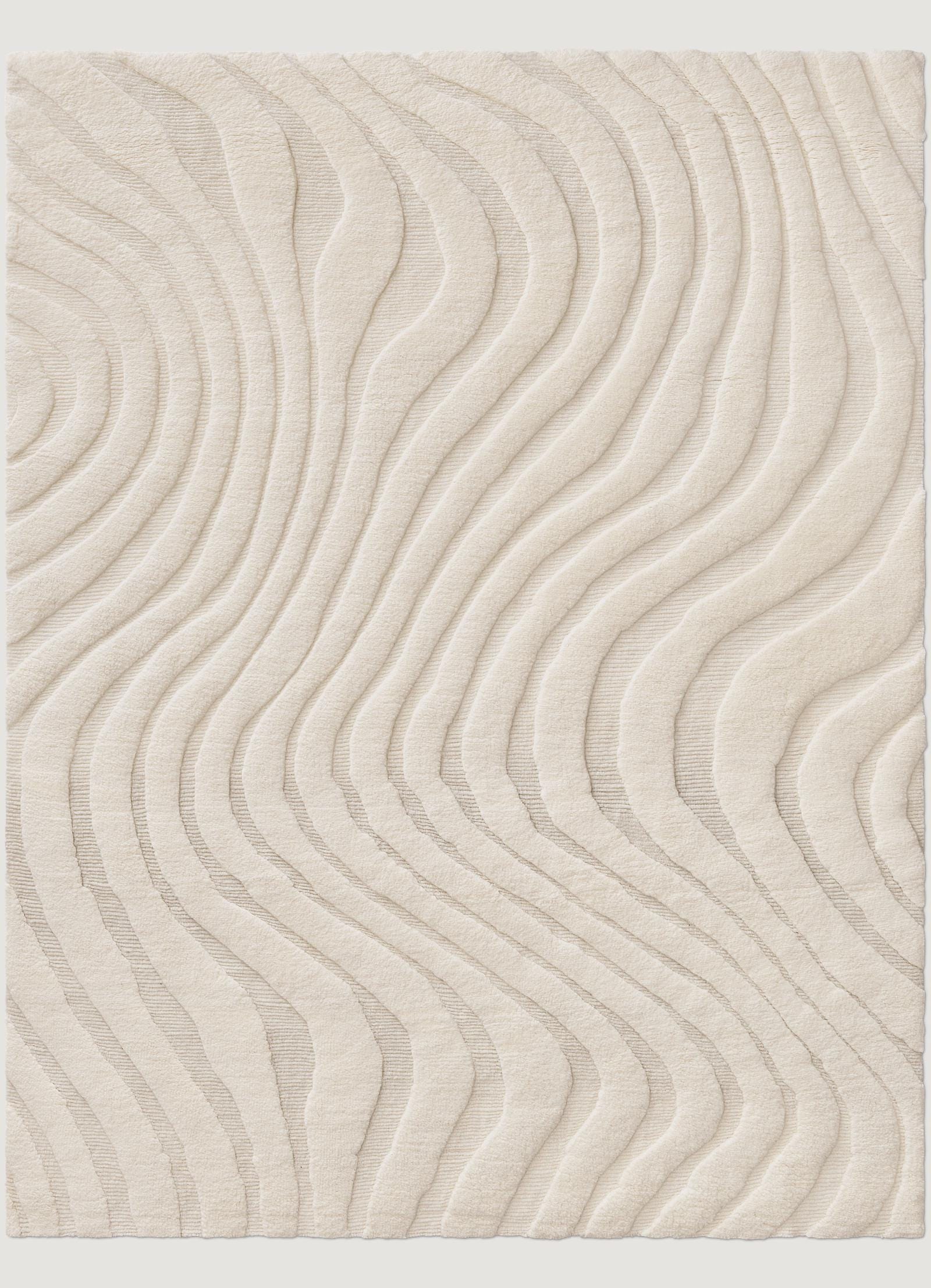 Hand-knotted Wool Rug: Modern Wave Texture, Neutral Ivory Cream - Etsy