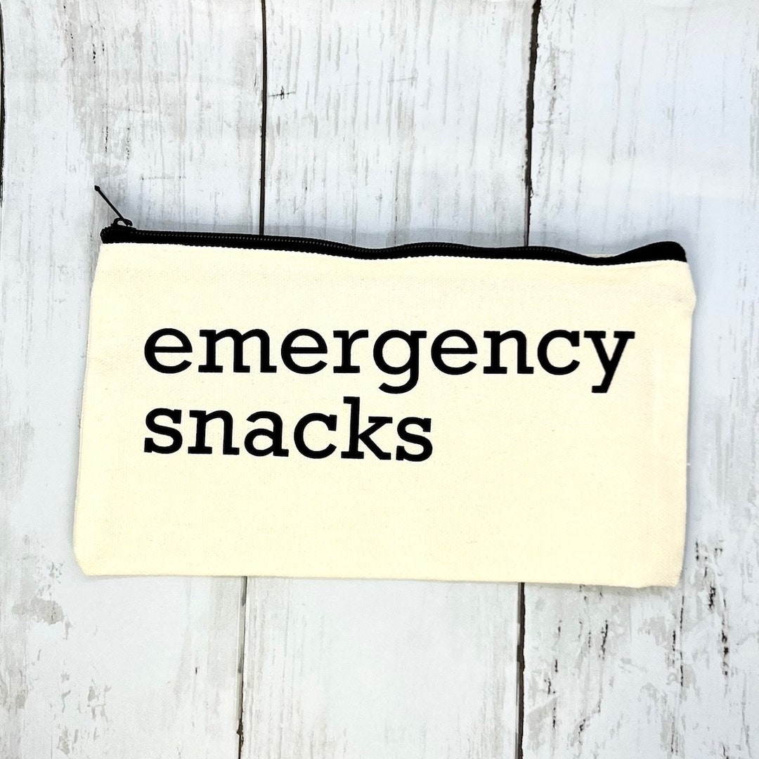 Funny Zipper Pouch – “emergency Snacks” – Cosmetic Bag, Snack Pouch ...