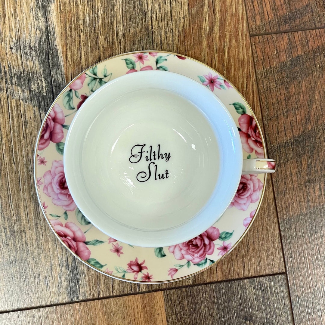 Filthy Slut, Pastel Yellow Tea Cup and Saucer - Etsy