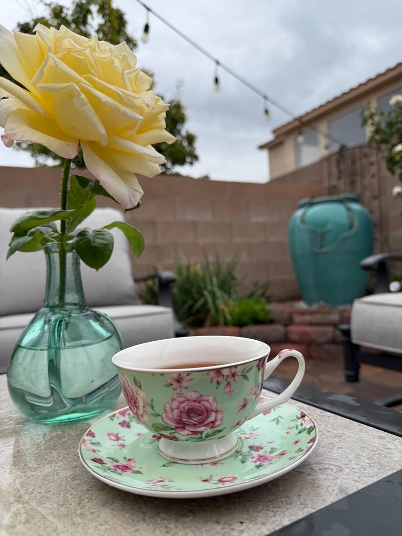 Seafoam Green and Pink Floral Teacup & Saucer – “you’ve Been Poisoned ...