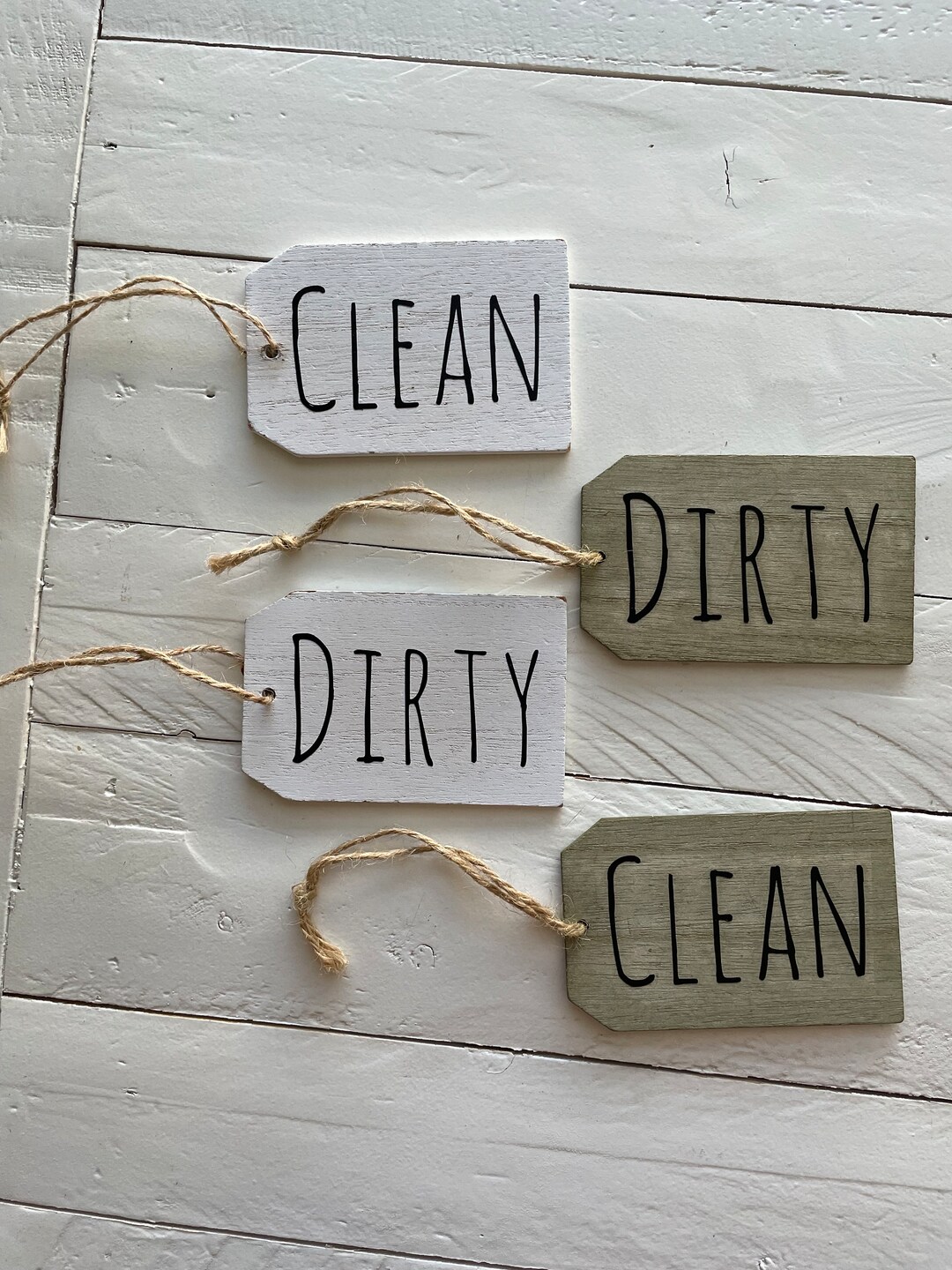 Clean or Dirty, Wood Laundry Tags - Etsy