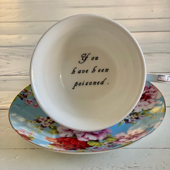 You've Been Poisoned Blue & Red Floral Tea Cup and | Etsy