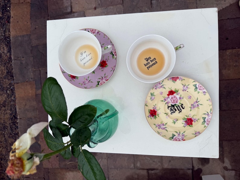 Yellow and Red Floral Teacup & Saucer – “you’ve Been Poisoned” – Funny ...