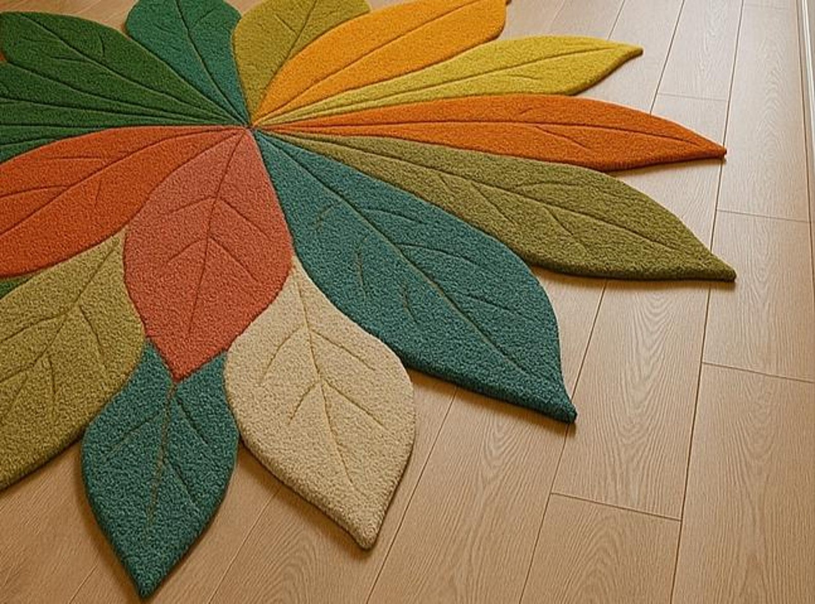 Hand-tufted Wool Leaf Bloom Rug: 3D Botanical Floral Design - Etsy