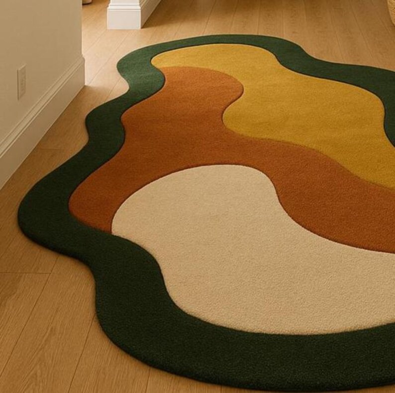 Earthform Oasis Hand Tufted Rug - Irregular Abstract Landscape - Etsy