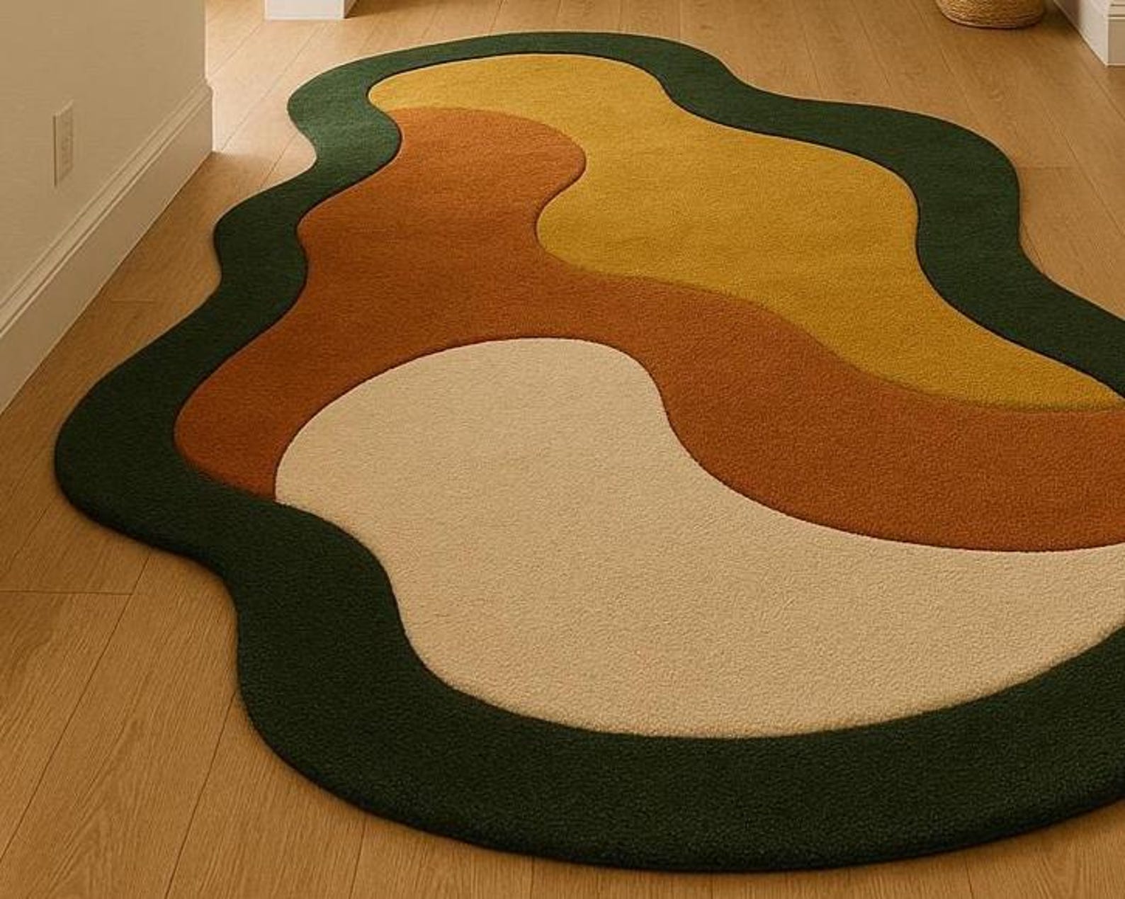 Earthform Oasis Hand Tufted Rug - Irregular Abstract Landscape - Etsy