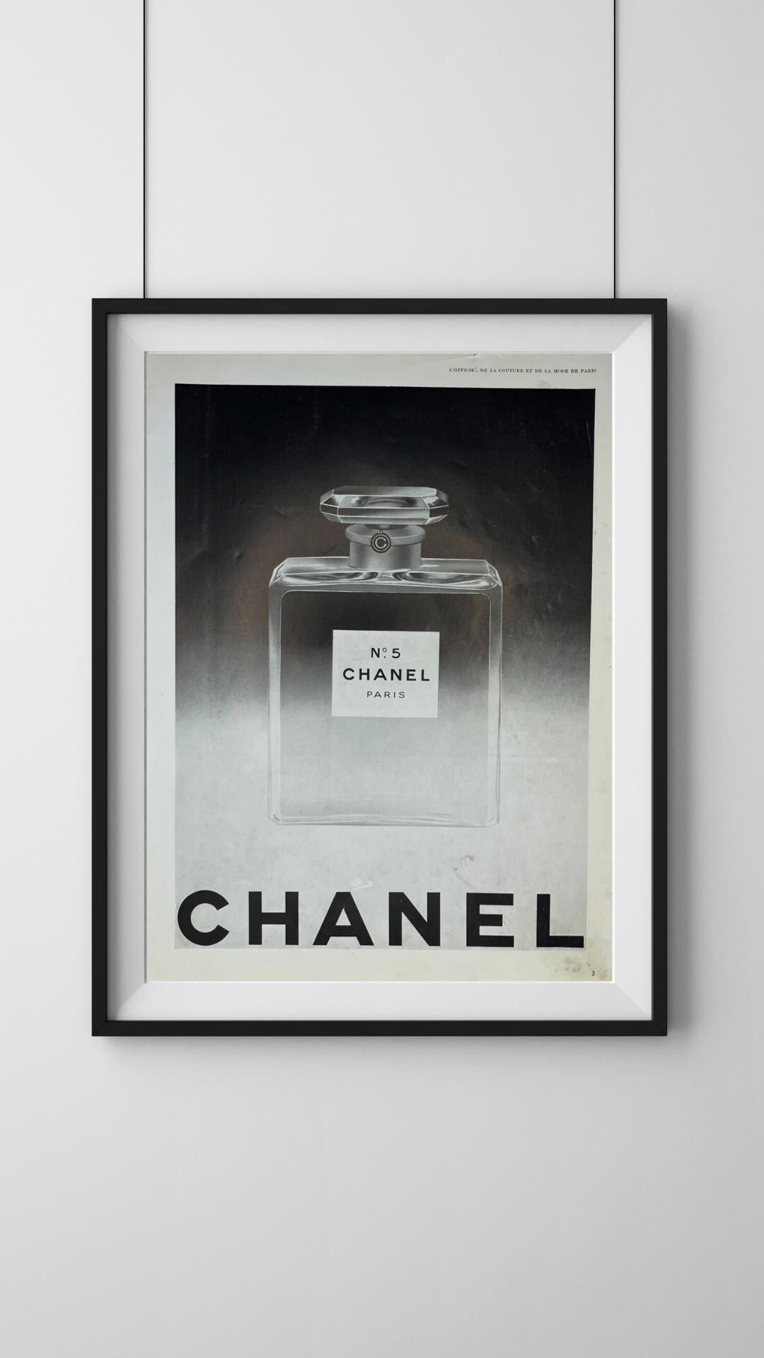 1950s French Magazine Page – CHANEL Perfume Ad & Textile Fabric Poster ...