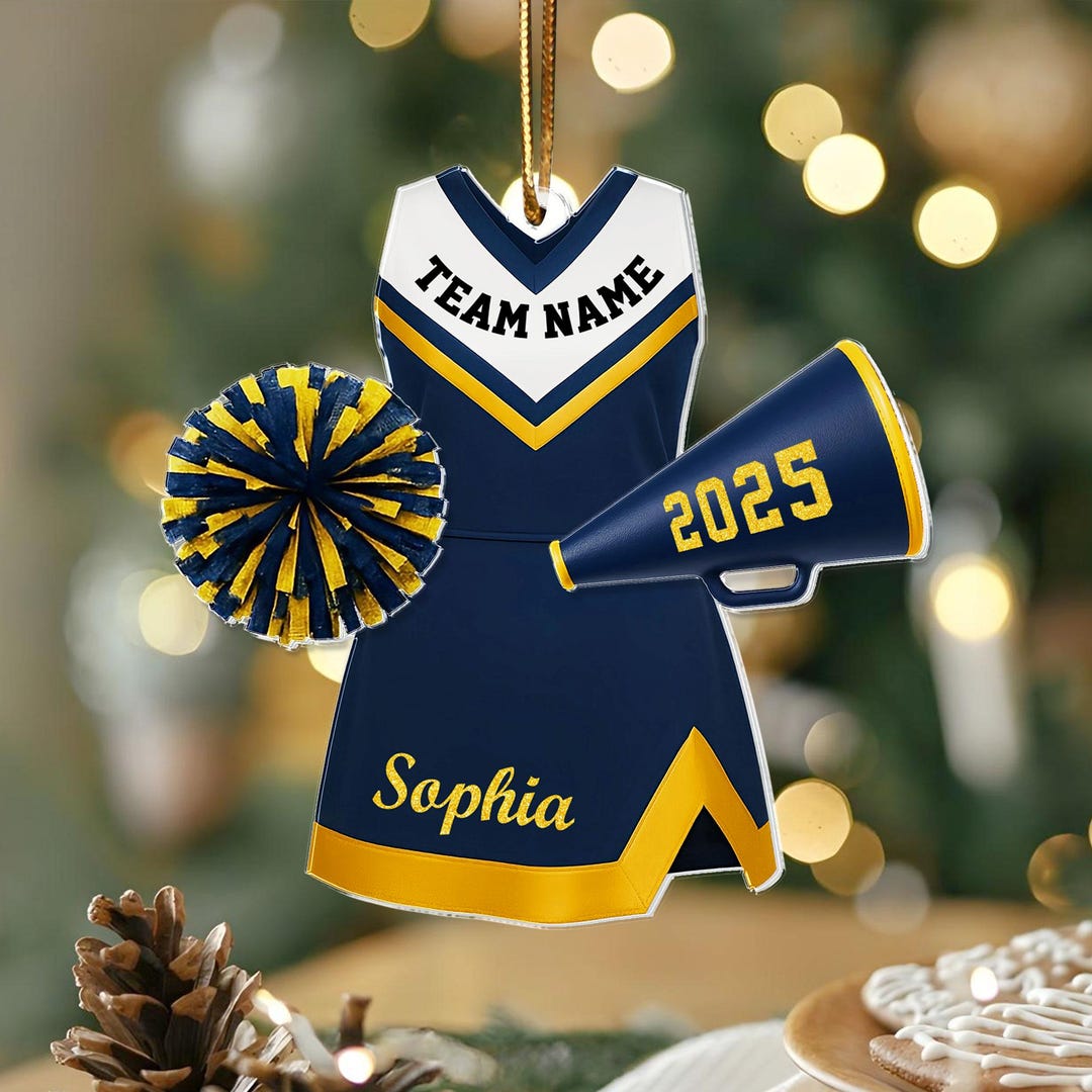 Personalized Cheerleader Girls 2 Layered Acrylic Ornament, Cheer Coach ...