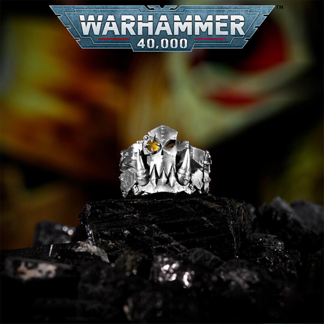 Warhammer 40K Peripheral Orc Screwing Hair Pair Ring 925 Silver ...