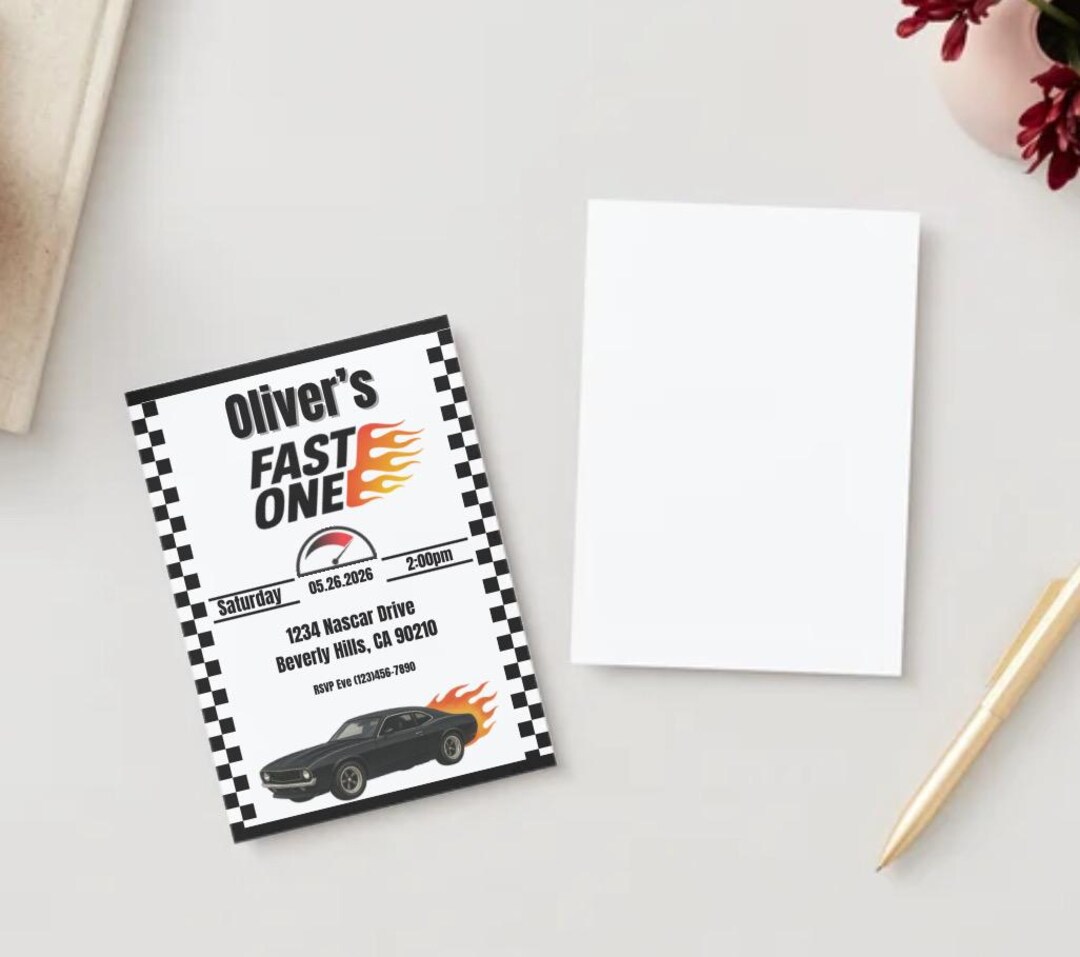 FAST ONE Racing Theme Birthday Invitation – Editable Digital Download ...