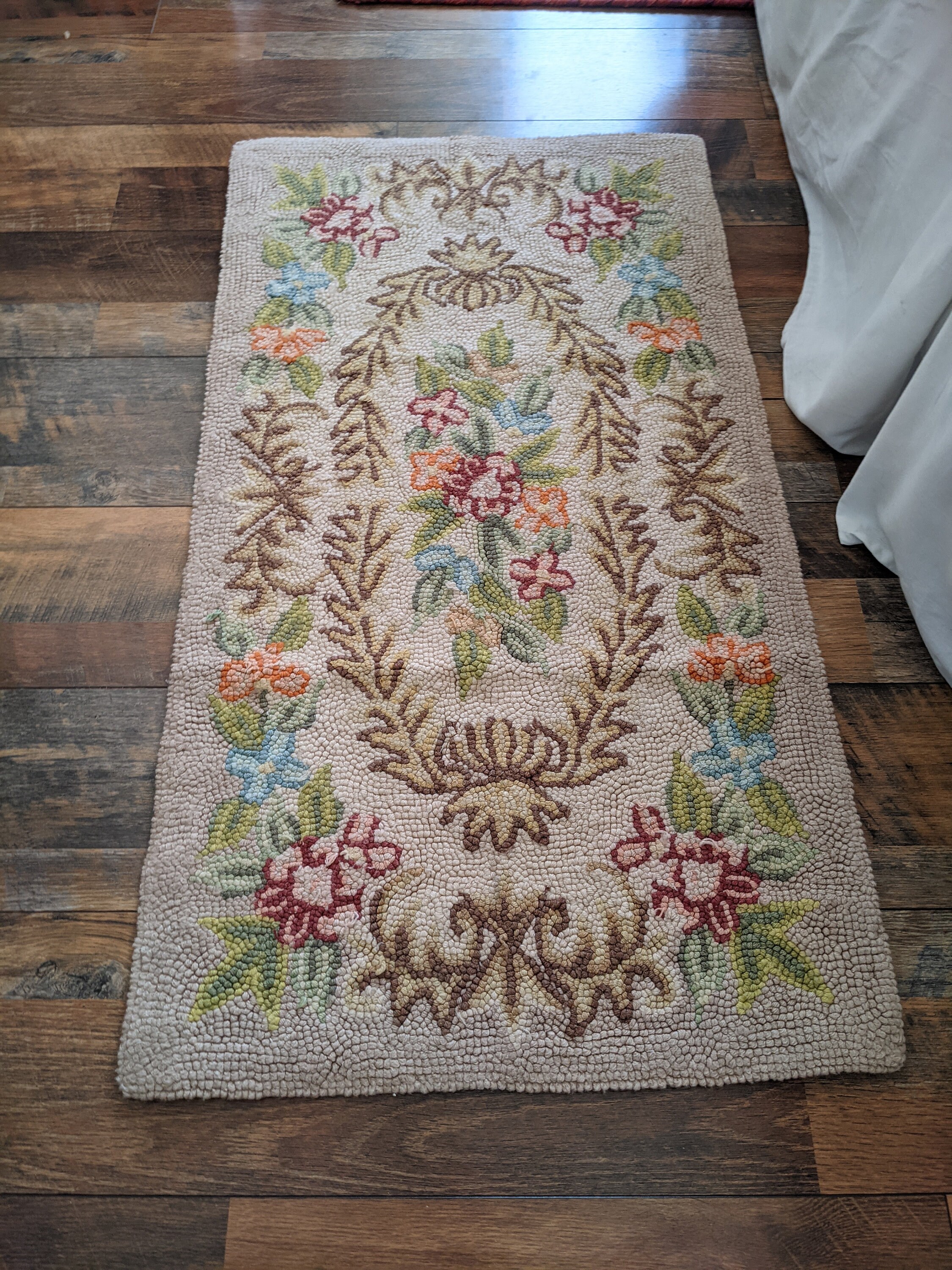 Set of 2 Antique Floral Flower Pattern Hand Hooked Rectangle Rugs - Etsy