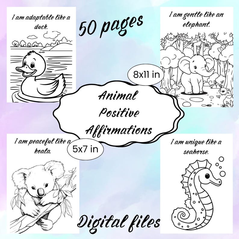 50 Animal Affirmation Coloring Pages for Kids – Printable PDF ...
